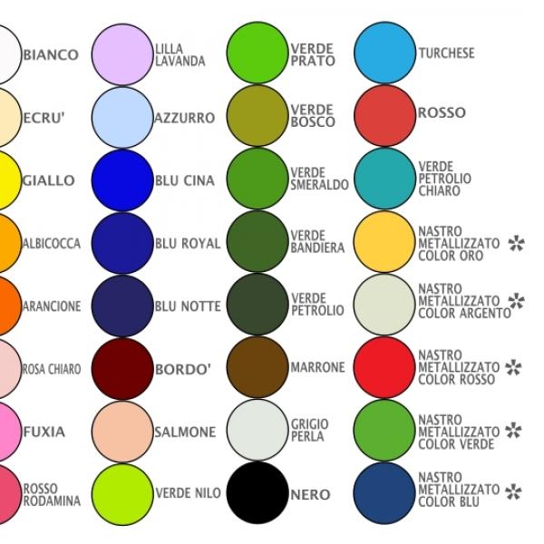 CARTELLA DEI COLORI DISPONIBILI NASTRO PER COCCARDE DA PREMIAZIONE